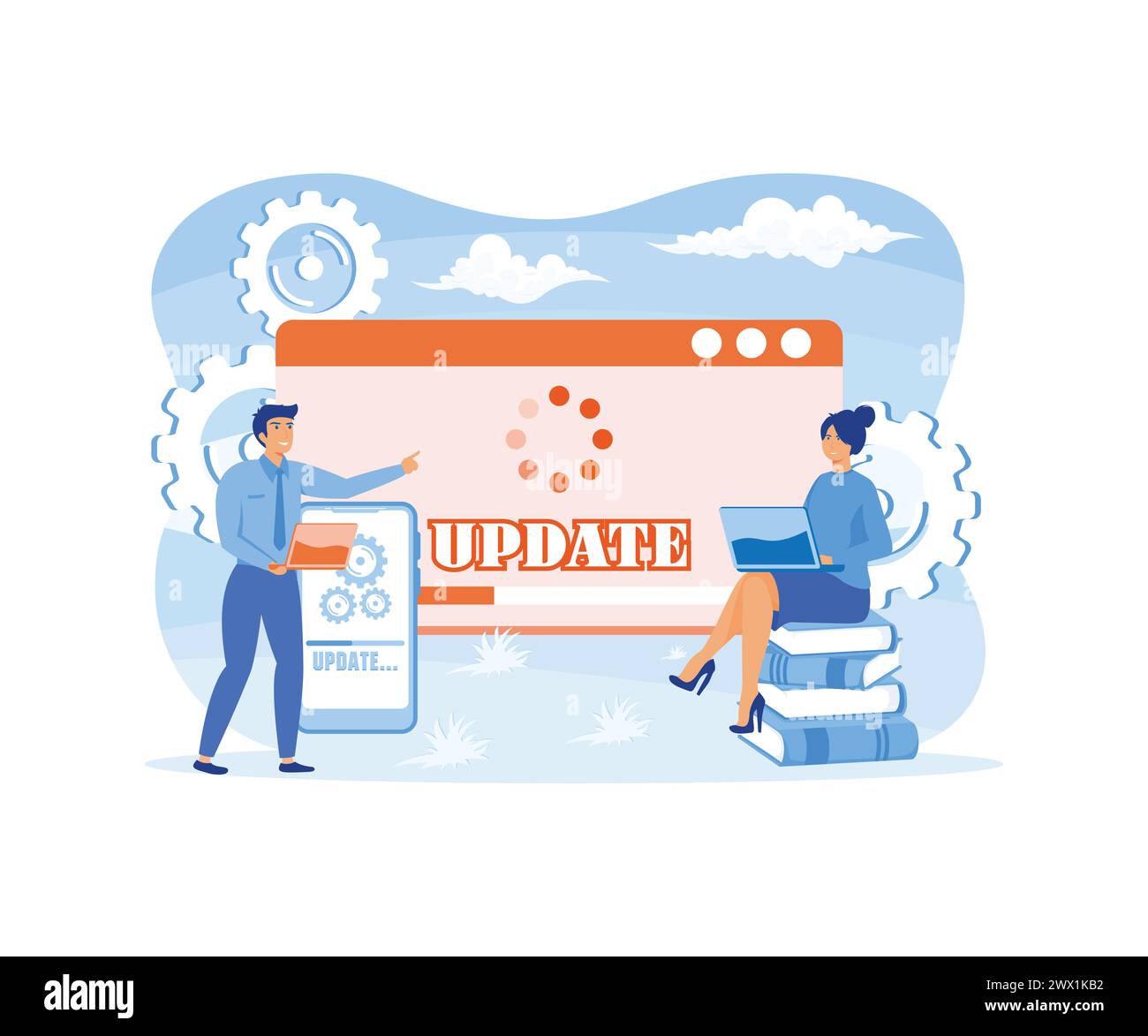 System Update Concept People Update Operation System Can Use For Landing Page Template Ui