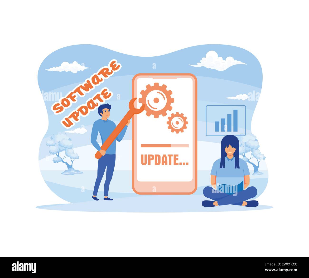 Software Update concept, can be used for landing page, ui, web, app intro card, editorial, flyer ...