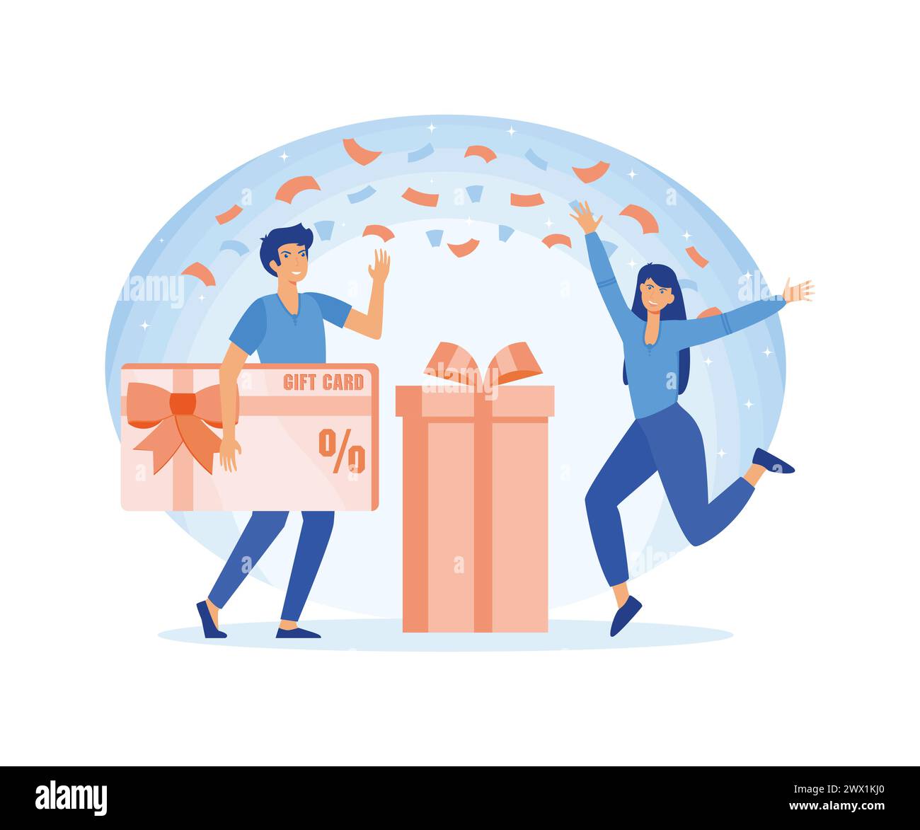 Team of happy employees winning award and celebrating success. flat ...