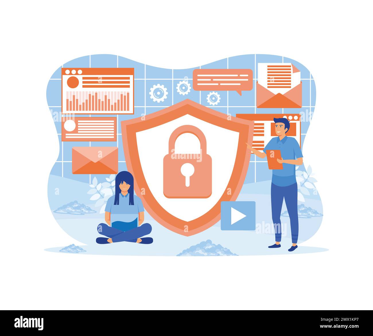 Data protection concept.Safety and confidential data protection. Internet security. flat vector ...