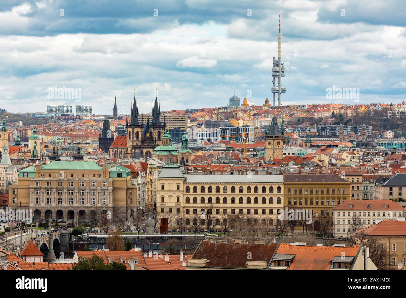 Panorama of old historic town Prague in Czech Praha, view from castle ...