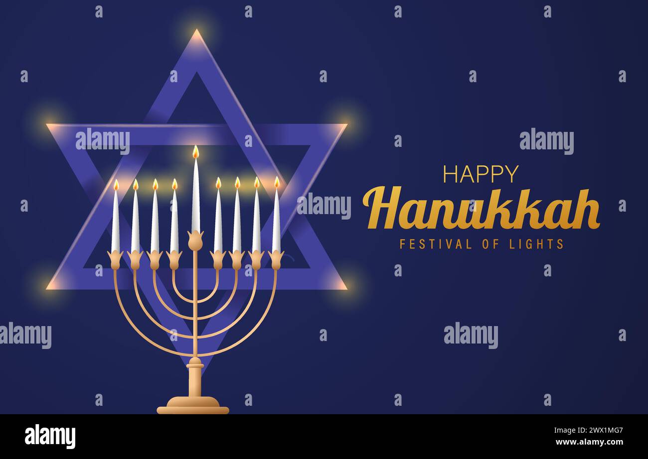 Happy Hanukkah, Jewish Festival of Lights Background. Religious Festive ...