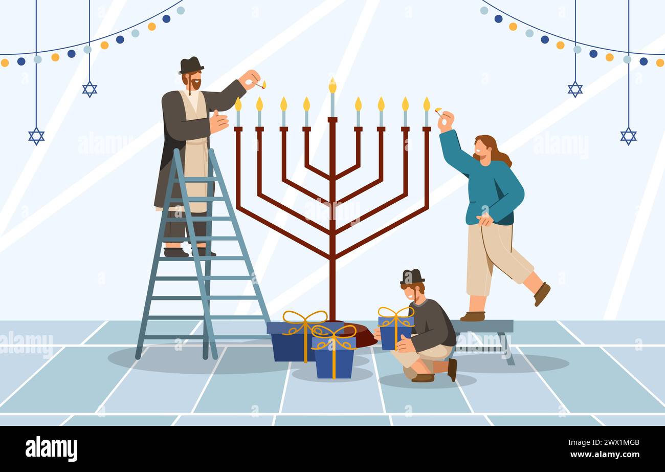 Happy Hanukkah, Jewish Festival of Lights Background. Religious Festive ...