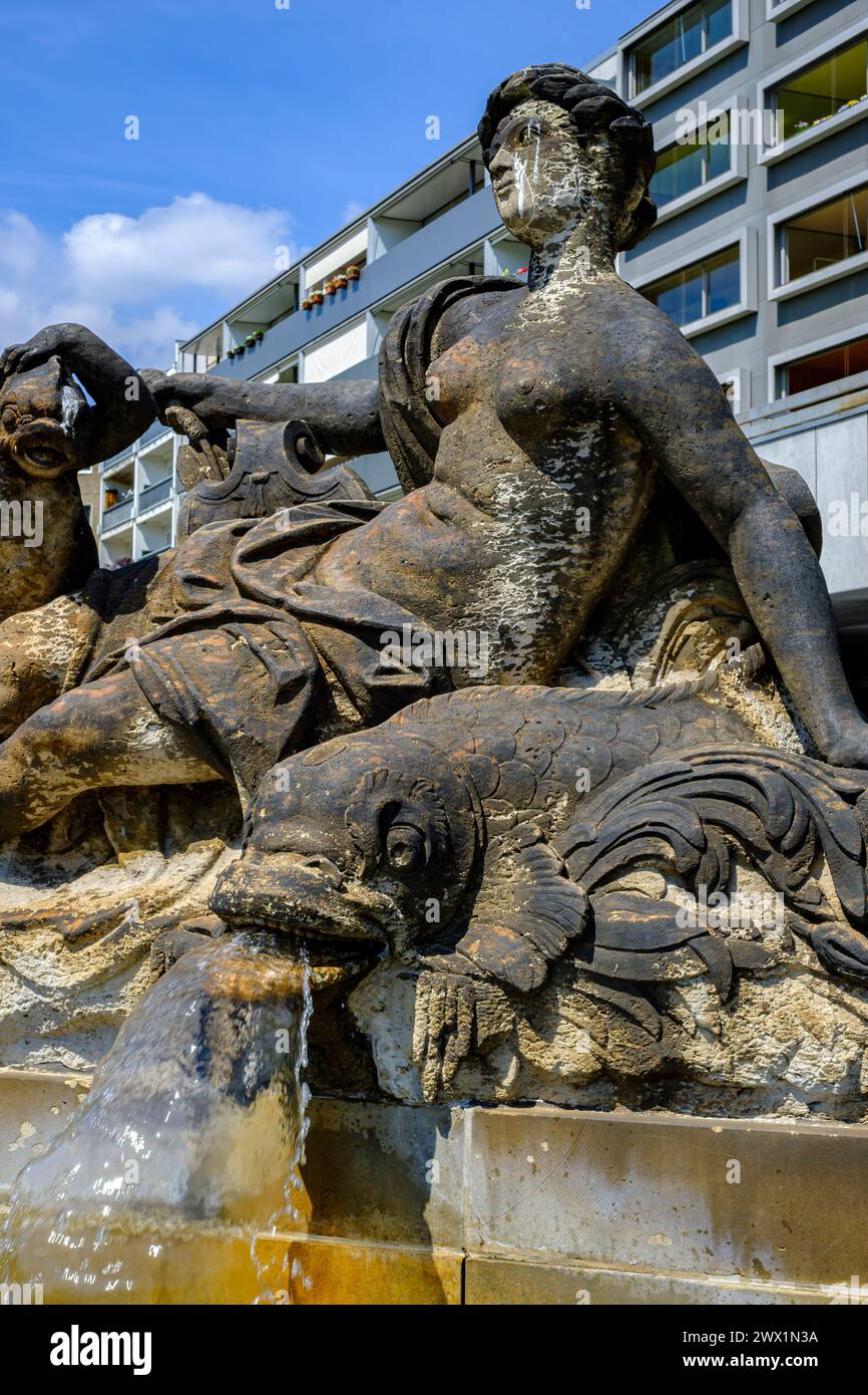 Western Nymph Fountain on the New Town Market in Dresden, Saxony ...