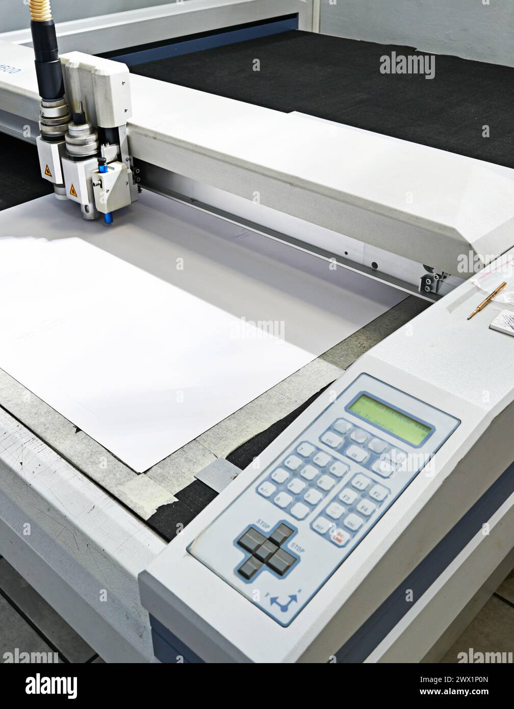 Printer, machine and paper factory at warehouse with manufacturing ...