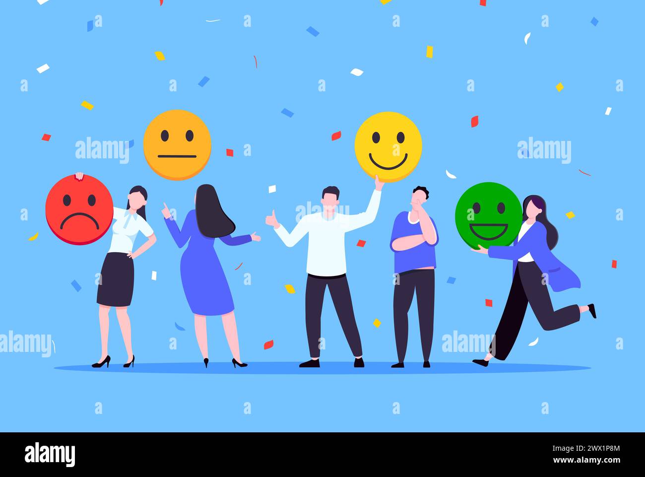 Employee satisfaction attitude survey feedback business concept flat ...