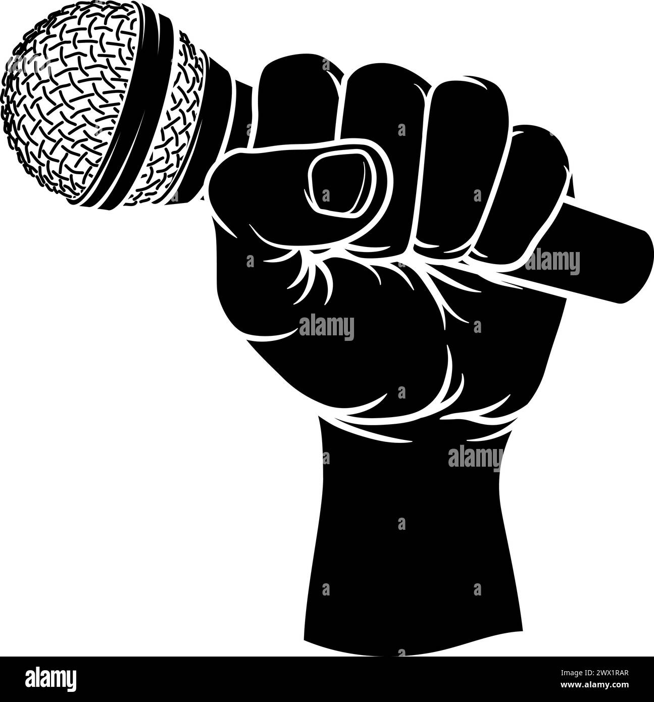 Fist Hand Holding Mic Microphone Cartoon Icon Stock Vector Image & Art - Alamy