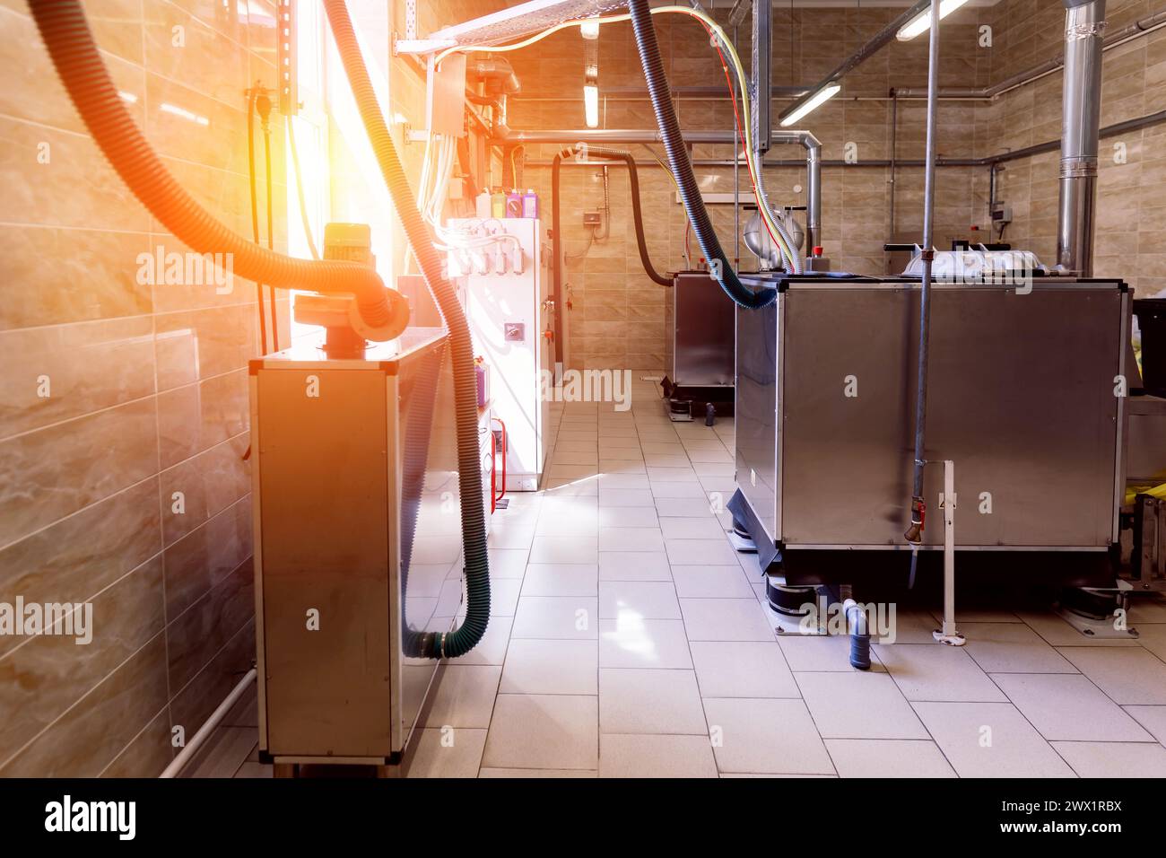 Boiler station, boiler room. Engine room, technical equipment Stock ...