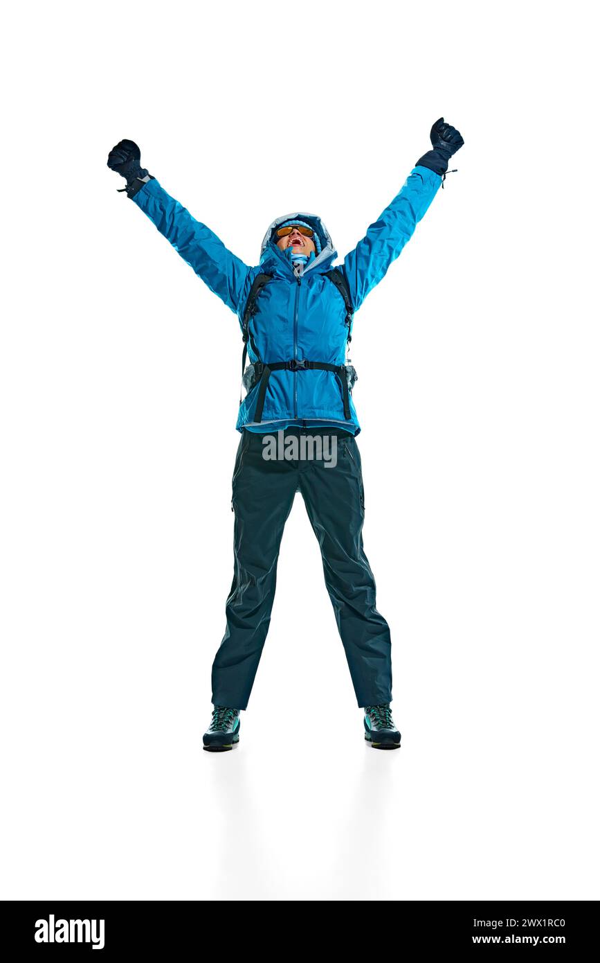 Happy hiker in mountain Cut Out Stock Images & Pictures - Alamy