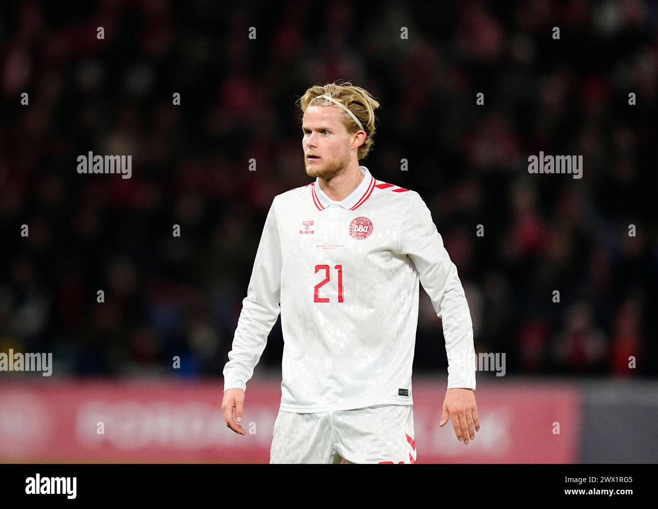 March 26 2024: Morten Hjulmand (Denmark) looks on during a UEFA ...