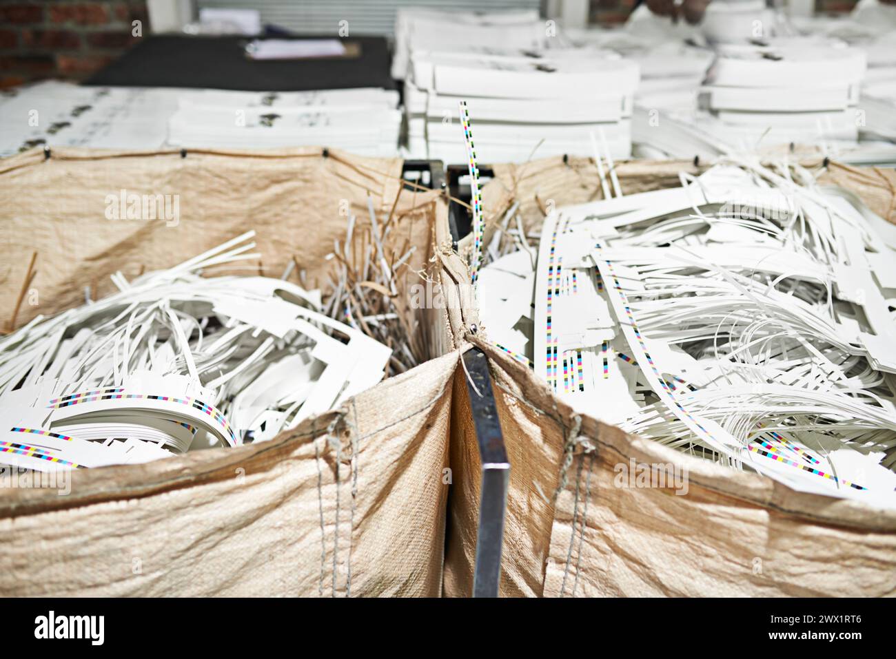 Bag, paper and recycle in factory for printing, product and industry ...