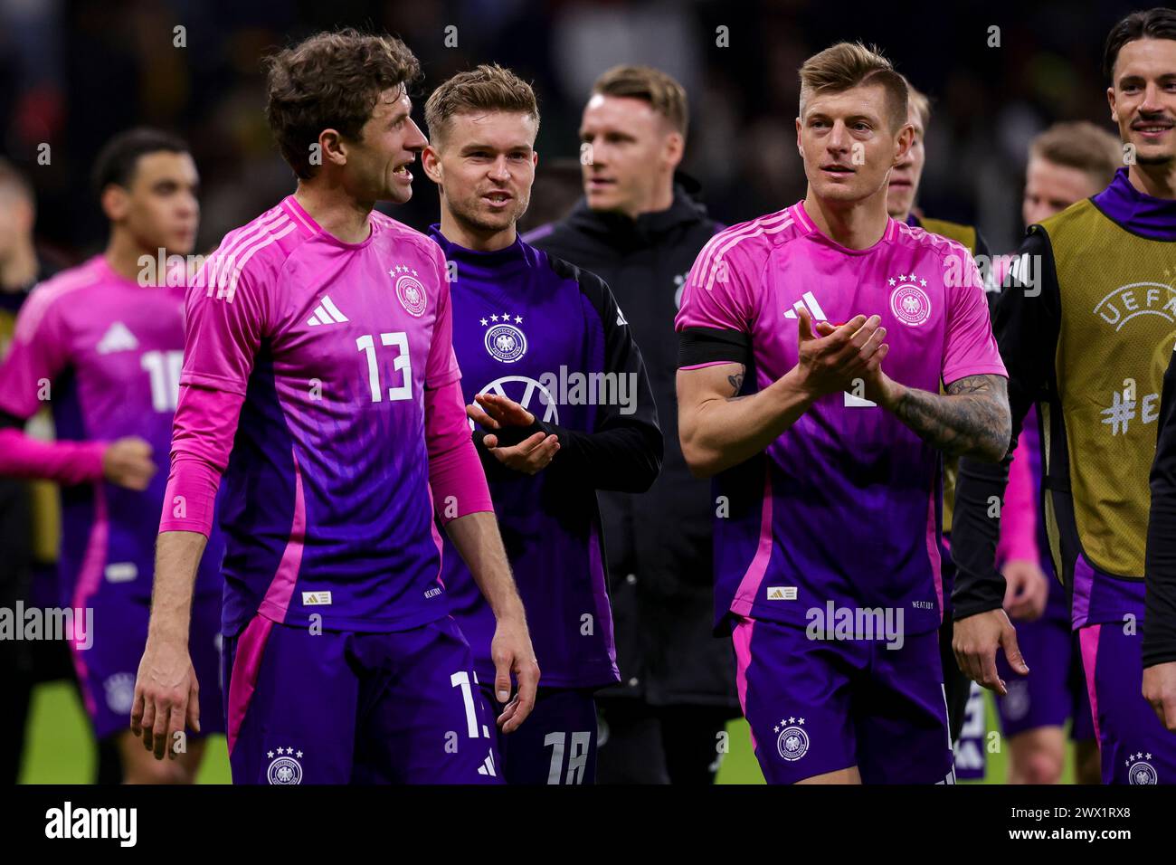 FRANKFURT AM MAIN, GERMANY - MARCH 26: Thomas Muller (Germany) and Toni ...