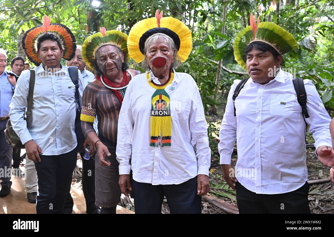 Belem, Brazil. 26th Mar, 2024. Brazilian Indigenous leader of the ...