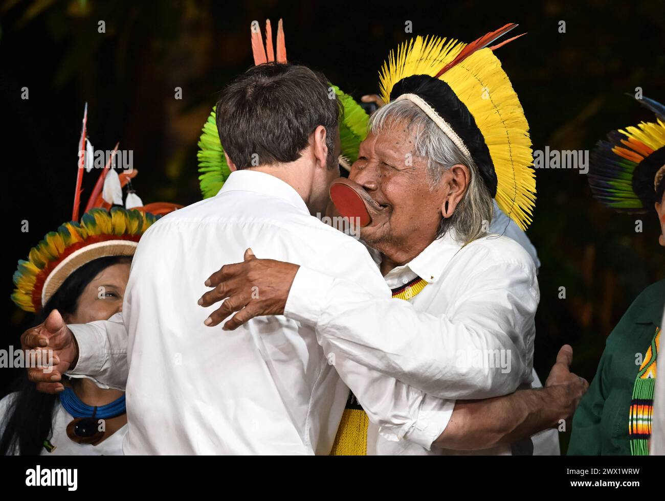 Belem, Brazil. 26th Mar, 2024. French President Emmanuel Macron awards ...