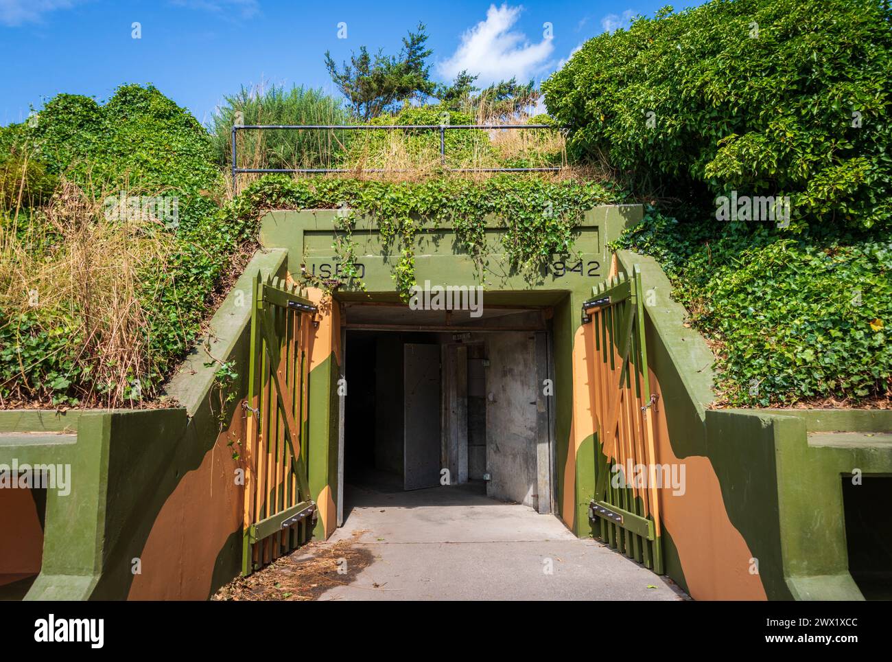 Underground bunker near the bluff at Fort Ebey State Park in Washington ...