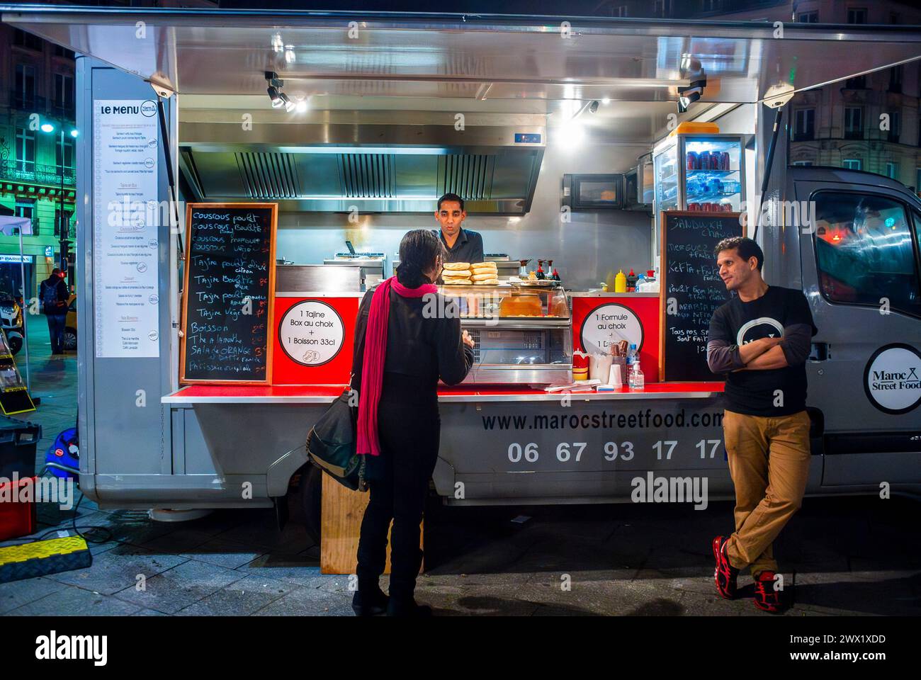 Paris, France, People, Buying, Sharing Meals, French Street Food Trucks ...