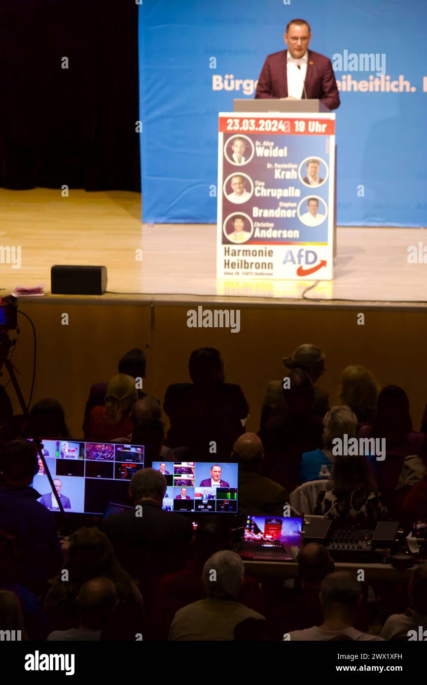 Harmonie Heilbronn Hall, Heilbronn, Germany, March 23, 2024. AfD ...