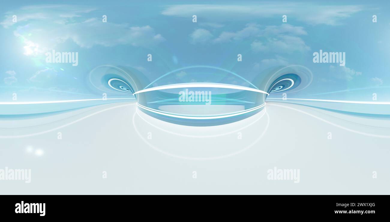 futuristic abstract glass building interior with sunshine and day ...