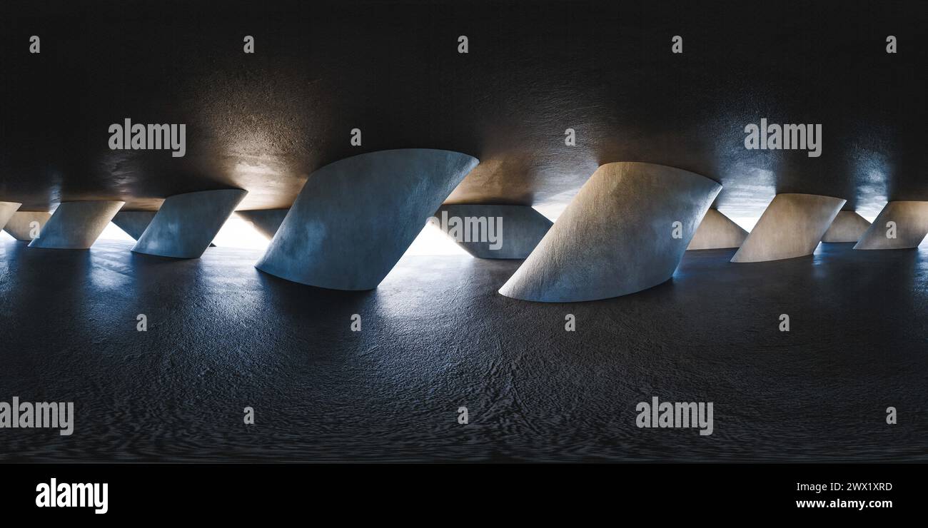 Wall covered in various shapes 360 panorama vr environment map Stock ...