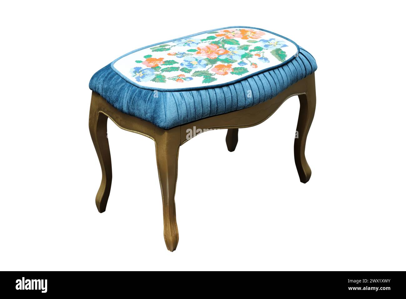 Handmade antique, wooden and decorative stool Stock Photo - Alamy