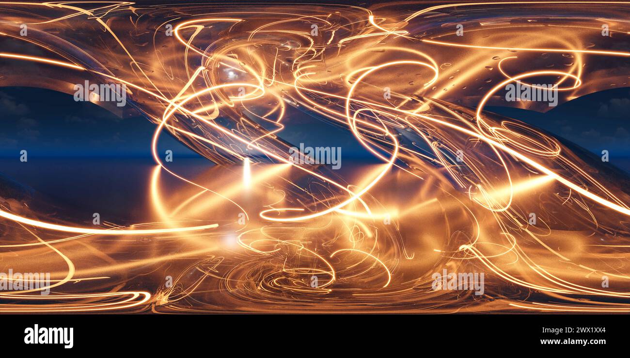 Long exposure light trails captured at dusk in abstract landscape ...