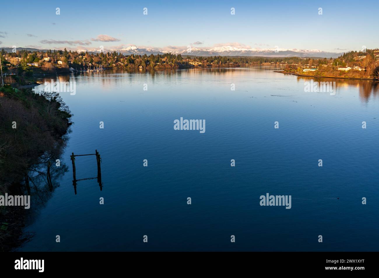 View of the Olympic Mountains from Bremerton, Washington State, USA ...