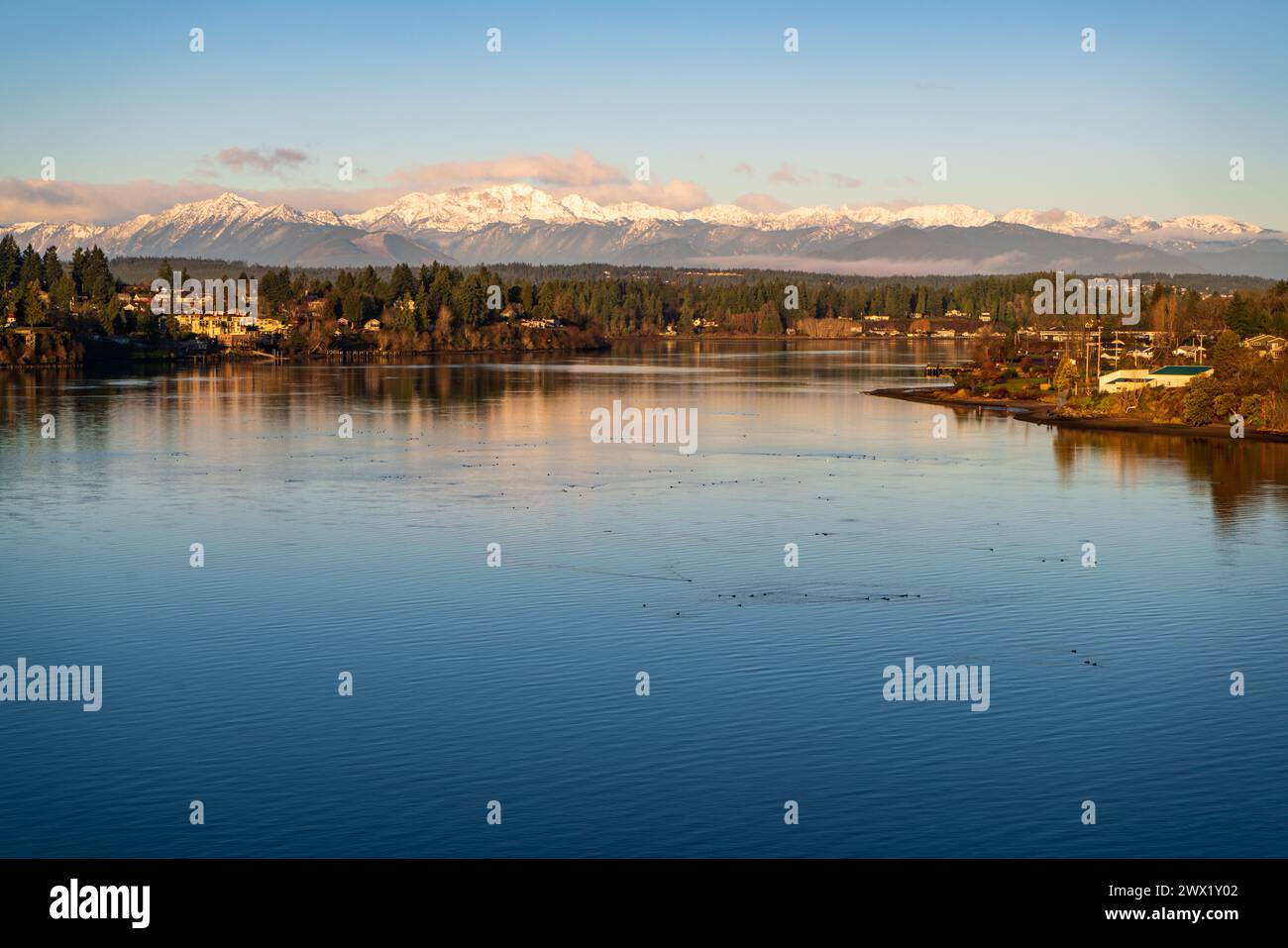View of the Olympic Mountains from Bremerton, Washington State, USA ...