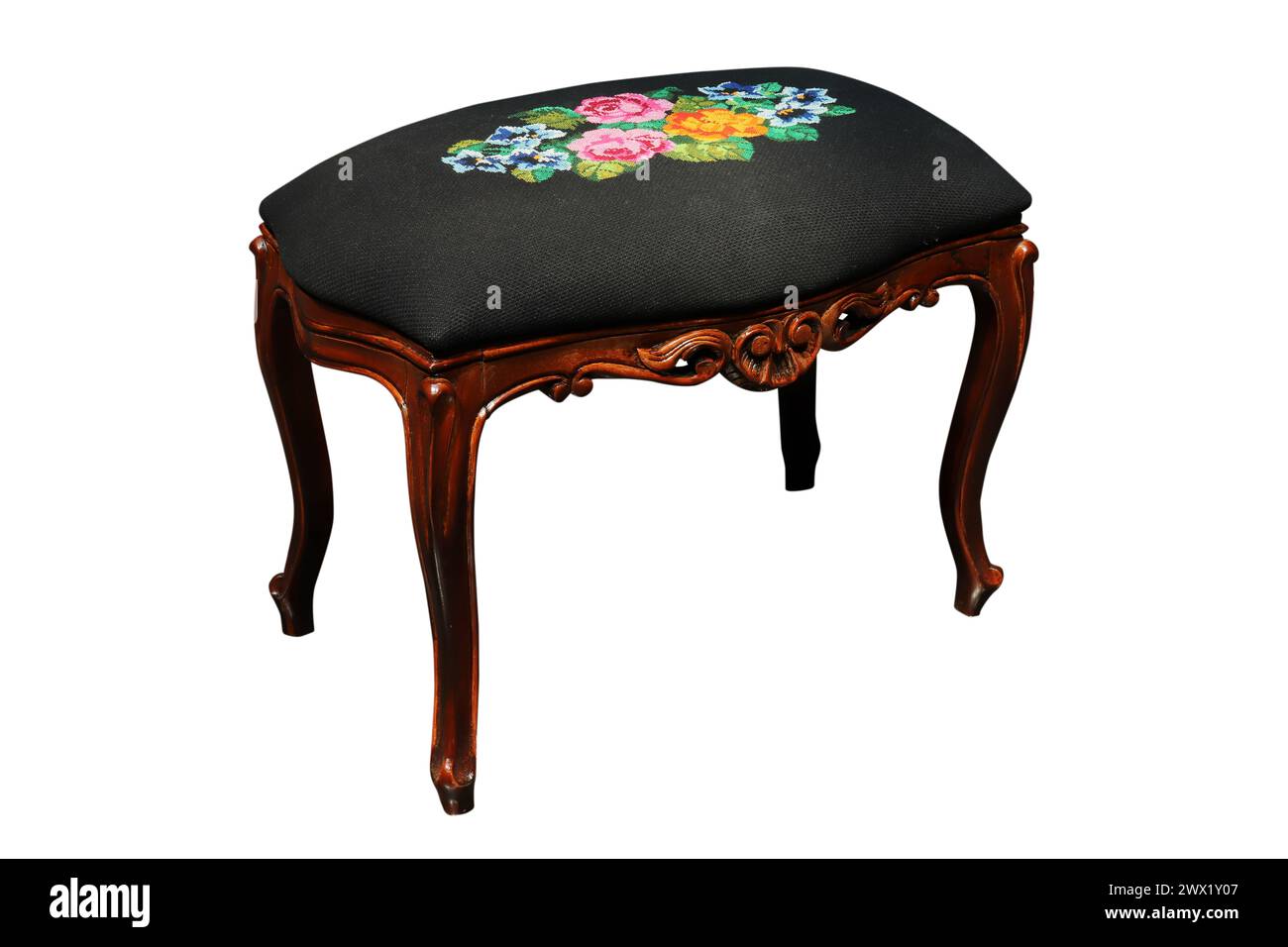 Handmade antique, wooden and decorative stool Stock Photo - Alamy