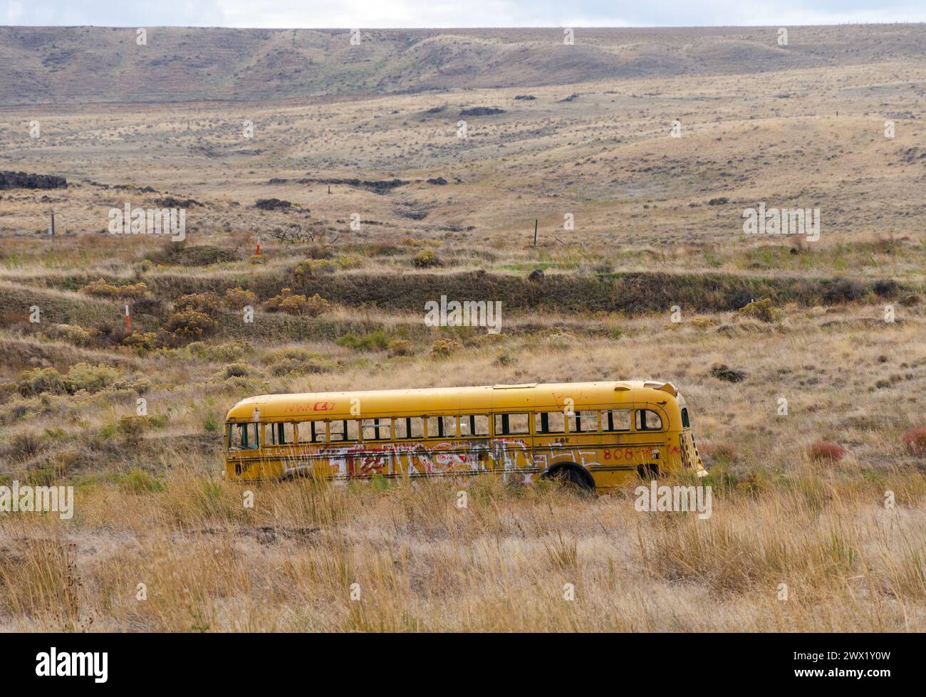 An Abondoned School Bus in the Grasslands of Eastern Washington State ...