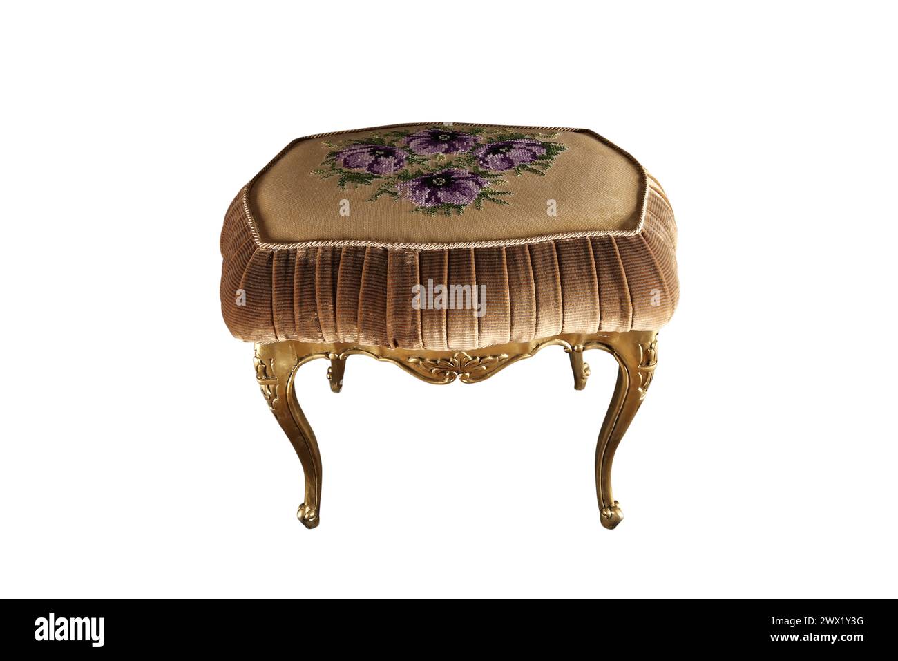 Handmade antique, wooden and decorative stool Stock Photo - Alamy