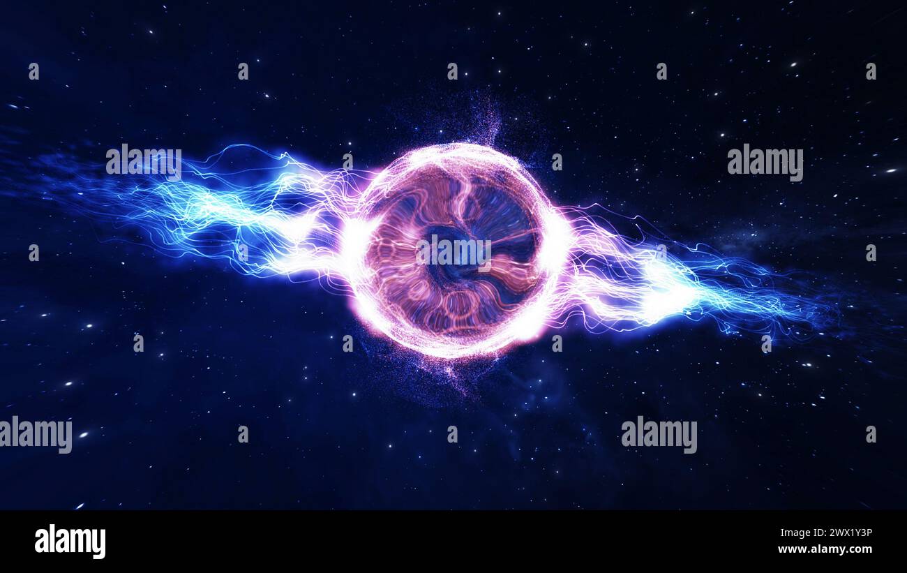Space Particle Wave Explosion in Circular Structure Stock Photo - Alamy