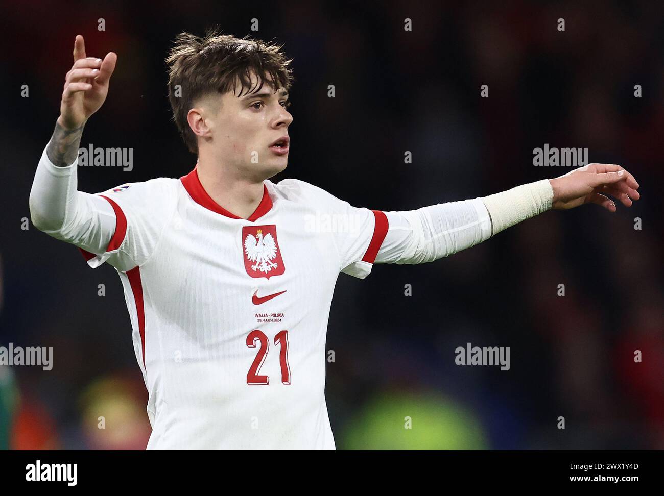 Cardiff, UK. 26th Mar, 2024. Nicola Zalewski of Poland during the UEFA ...