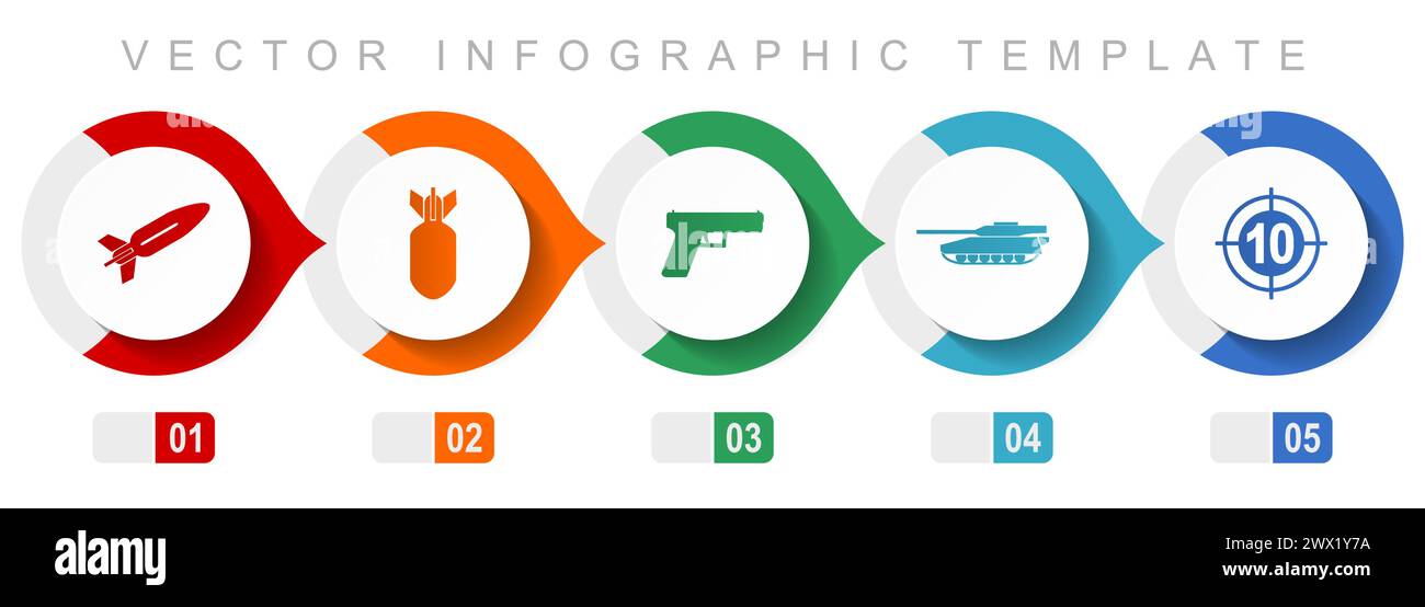 War flat design infographic template, miscellaneous symbols such as ...