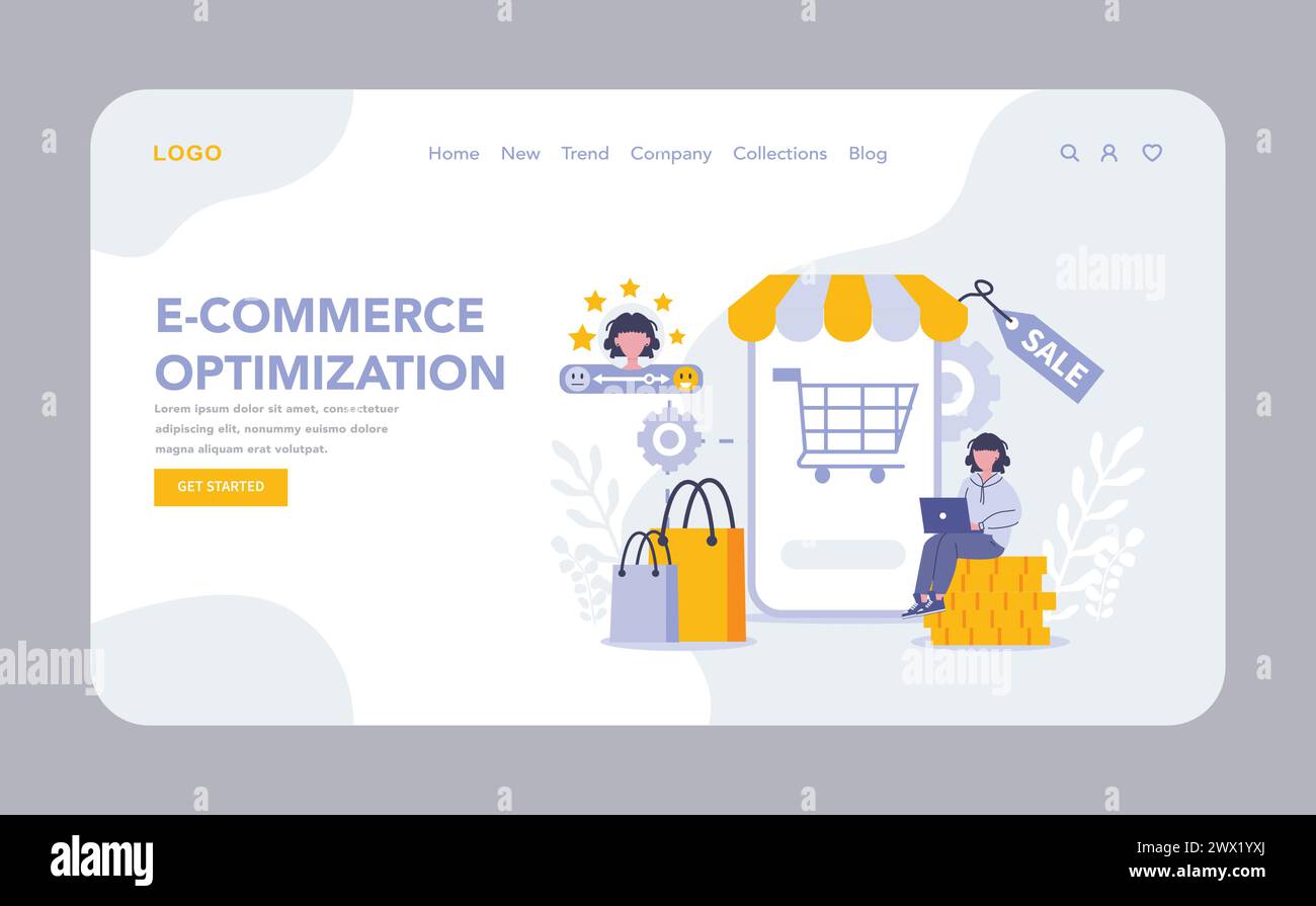 E-commerce optimization web or landing page. Enhancing online shopping ...