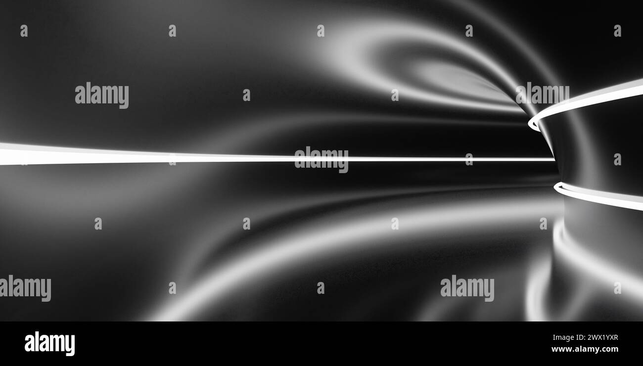 Curved object in black and white 3d render illustration Stock Photo - Alamy