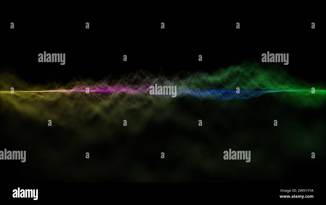 Waves of colored particles look like smoke, clouds or fog, abstract ...