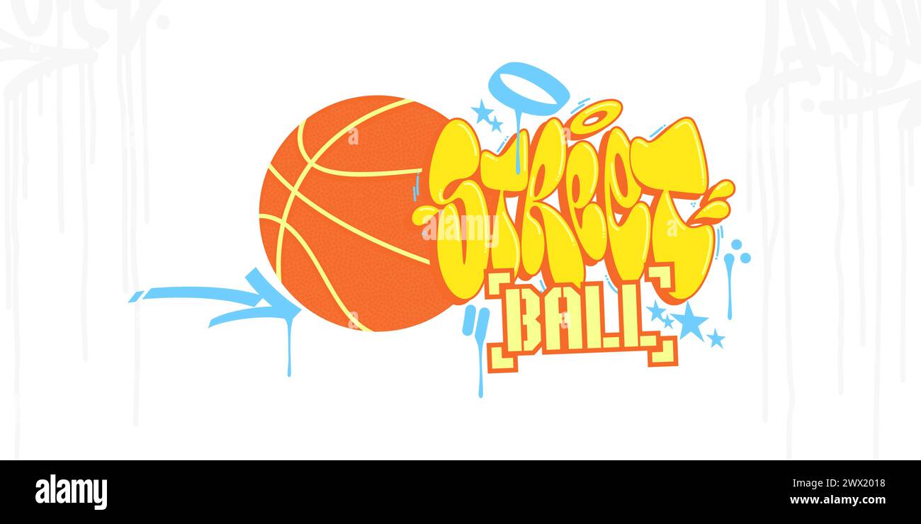 Abstract Hip Hop Urban Street Art Graffiti Style Word Streetball Vector ...