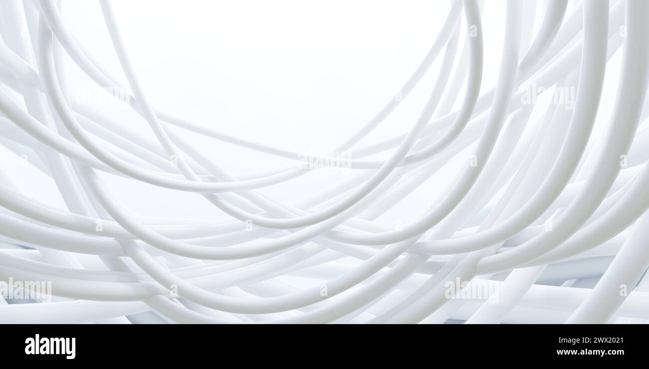 Interconnected white wires 3d render illustration Stock Photo - Alamy