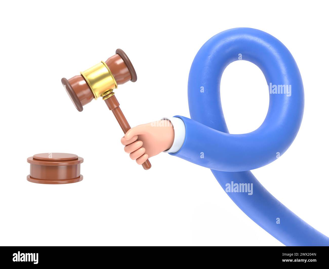 Cartoon Gesture Icon Mockup.Justice. Hand holding judges gavel. 3D illustration flat style ...