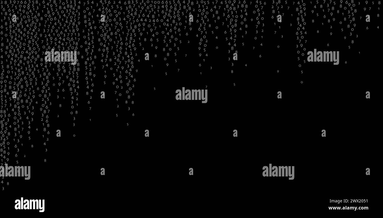 Falling Numbers Big Data Concept Binary White Flying Digits Fine