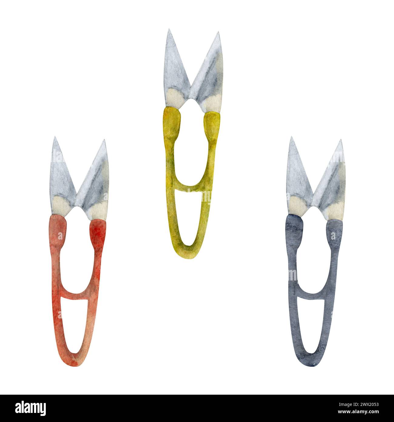 Hand drawn watercolor illustration sewing craft embroidery supplies ...