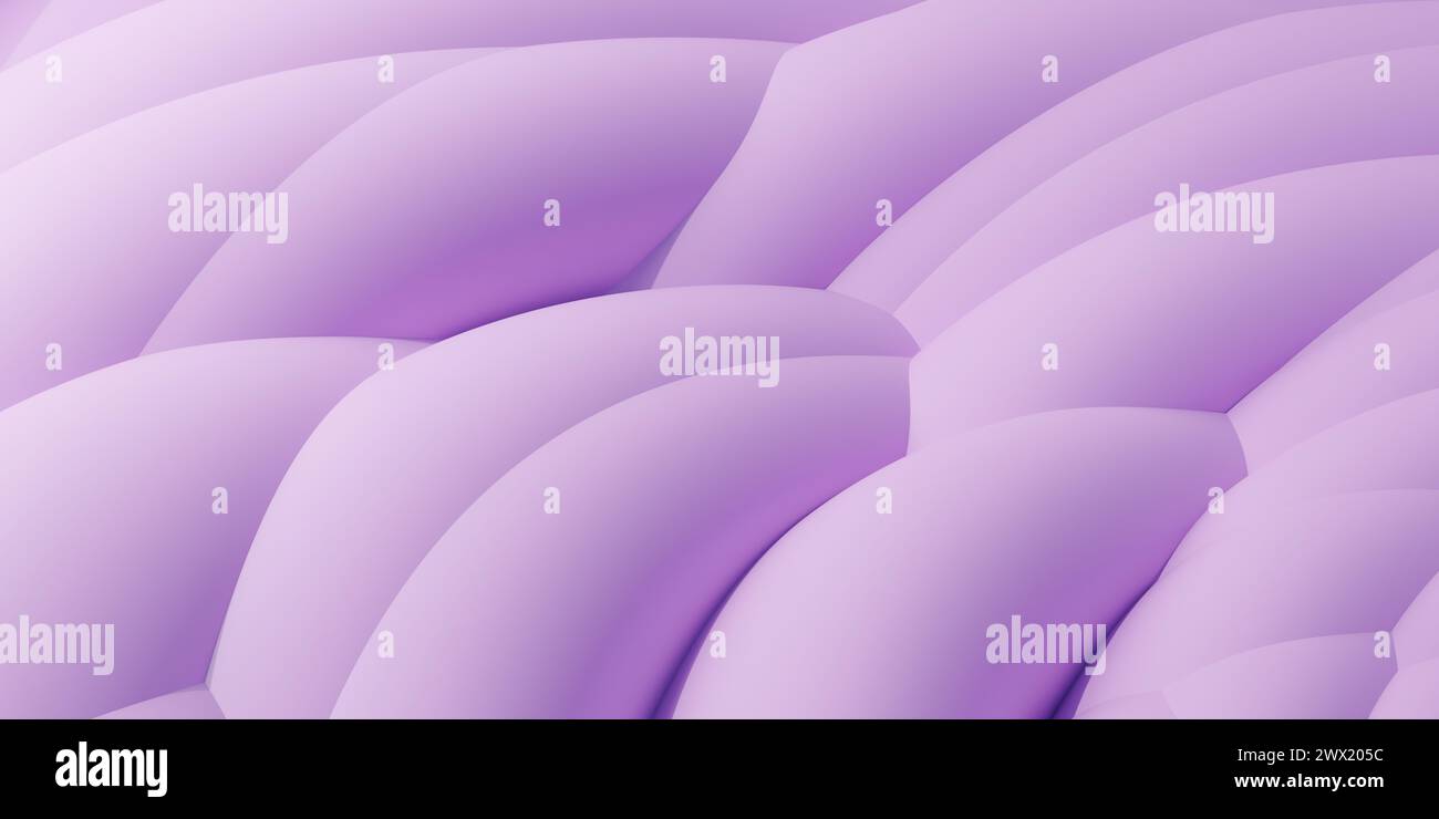 Purple abstract curved shapes creating a textured pattern 3d render ...