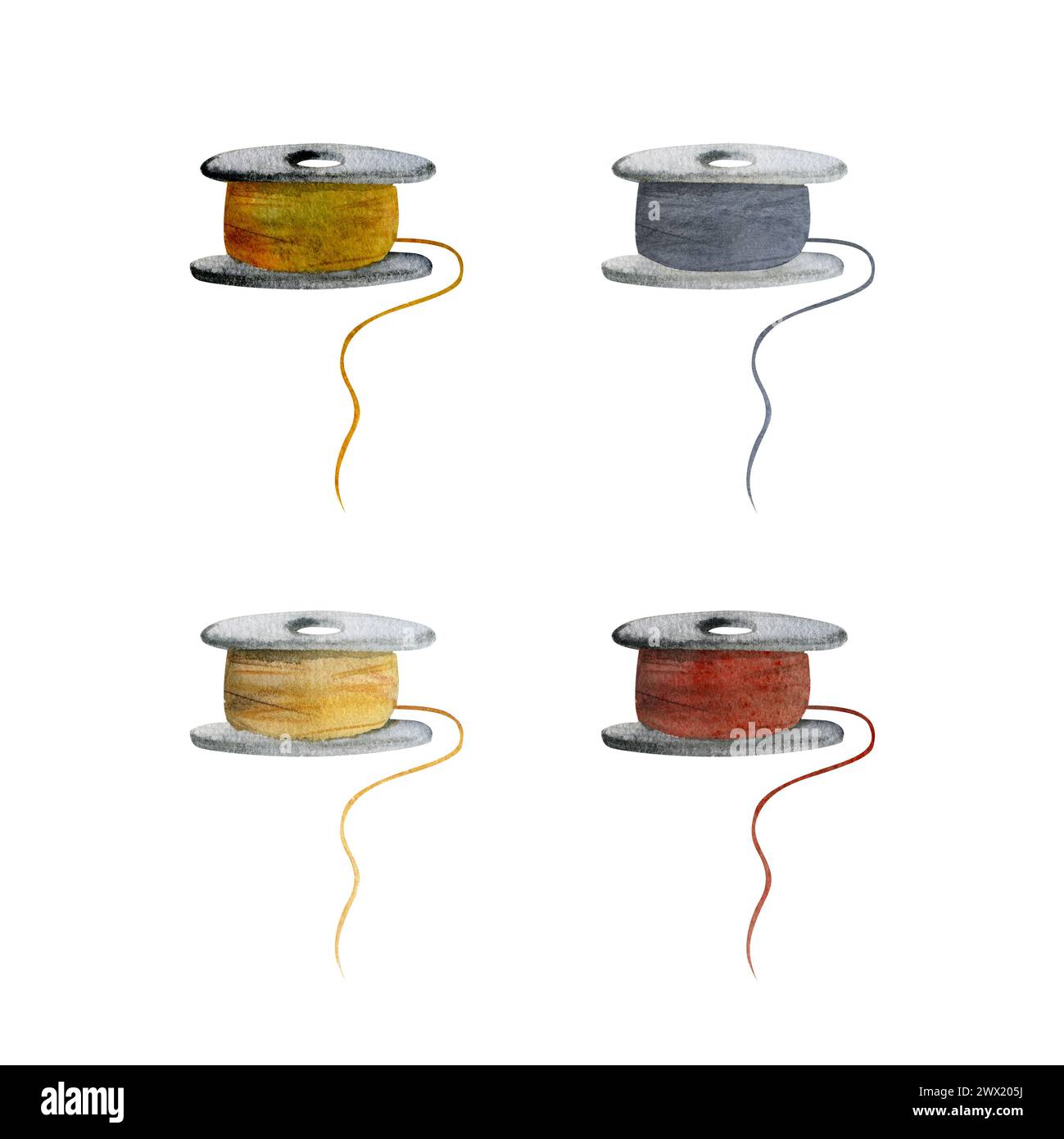 Hand drawn watercolor illustration sewing craft embroidery stitching ...