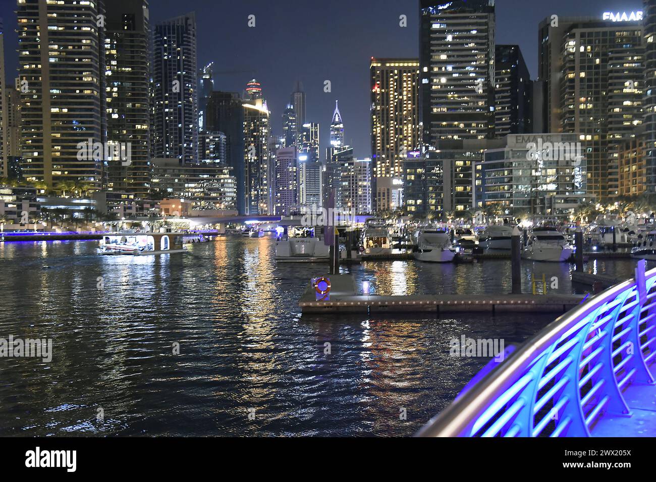 Dubai Marina Towers (Marsa Dubai) near artificial canal city built ...