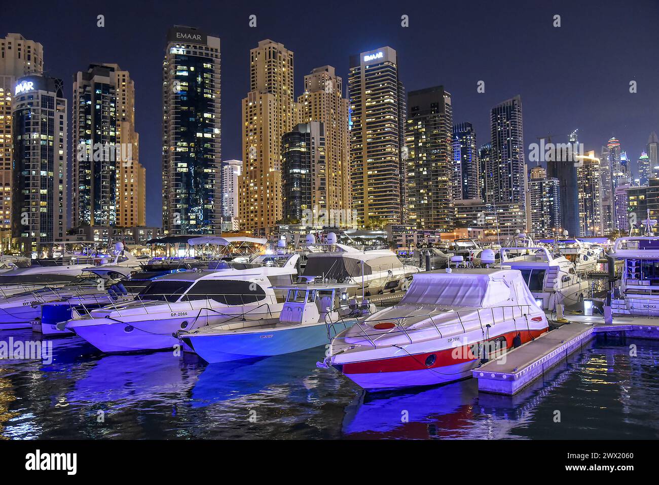 Dubai Marina Towers (Marsa Dubai) near artificial canal city built ...