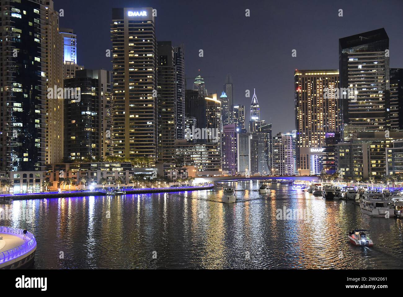 Dubai Marina Towers (Marsa Dubai) near artificial canal city built ...