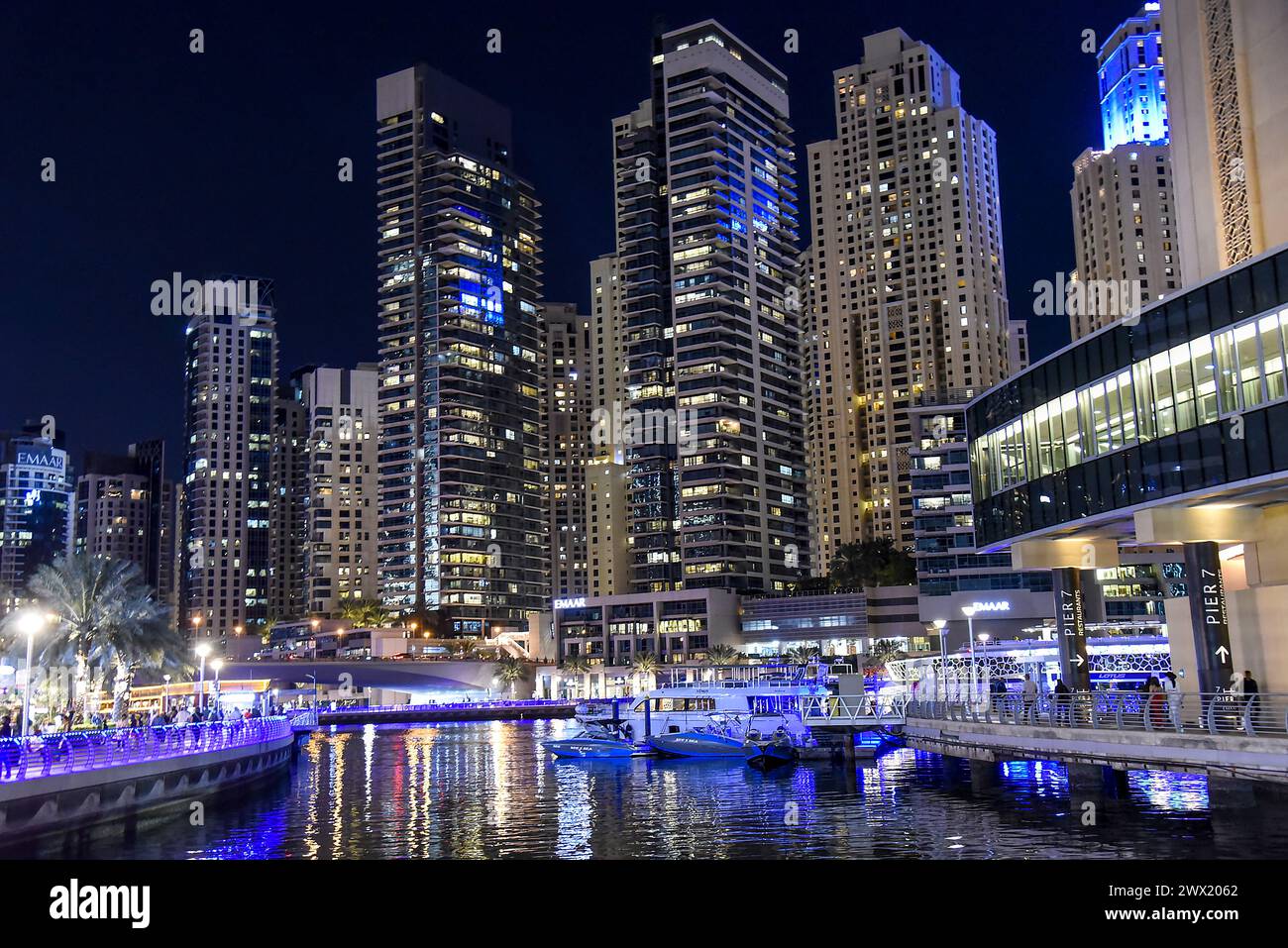 Dubai Marina Towers (Marsa Dubai) near artificial canal city built ...