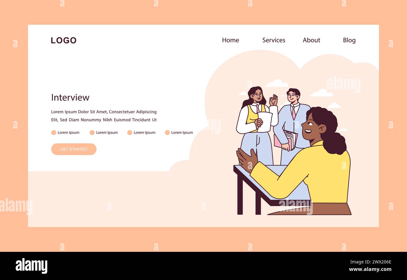 Interview preparation scene. Candidate engaged in discussion with ...