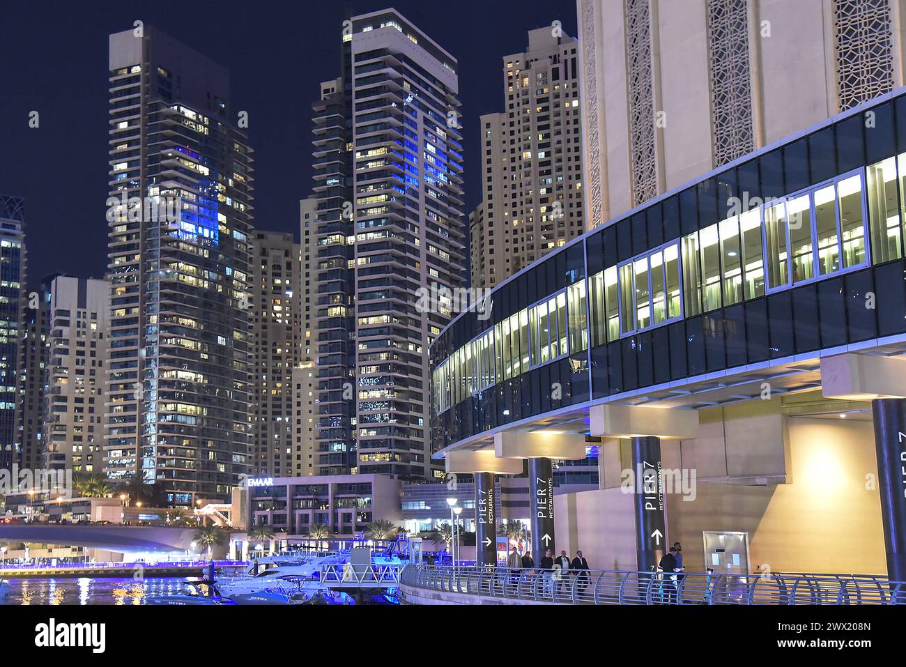Dubai Marina Towers (Marsa Dubai) near artificial canal city built ...