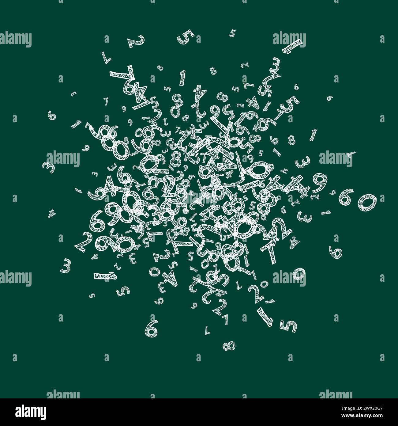 Falling childish chalk numbers. Math study concept with flying digits ...